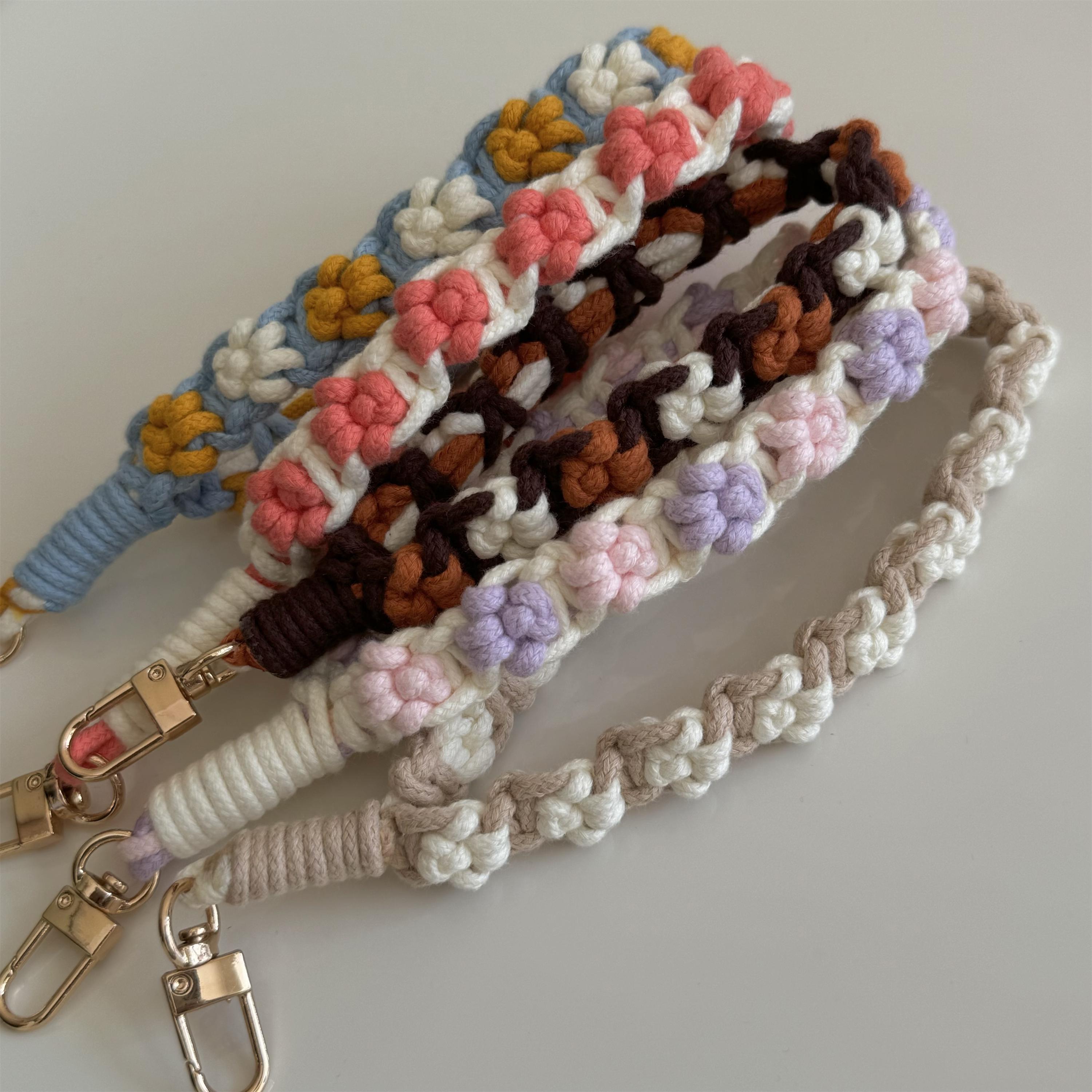 Handmade Weave Cat Paws Crochet Keychains, Macrame Wristlet Keychain ...