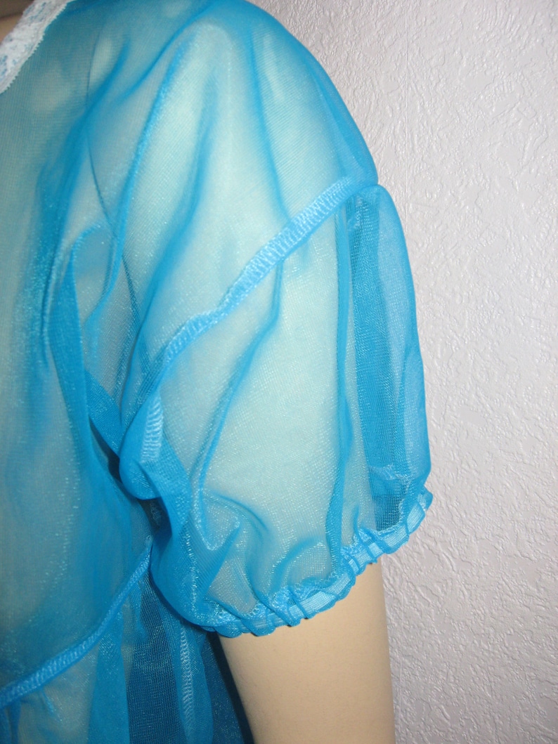 Sheer Soft Nylon Turquoise Blue Baby Doll Dress Lingerie Adult Feminine ...