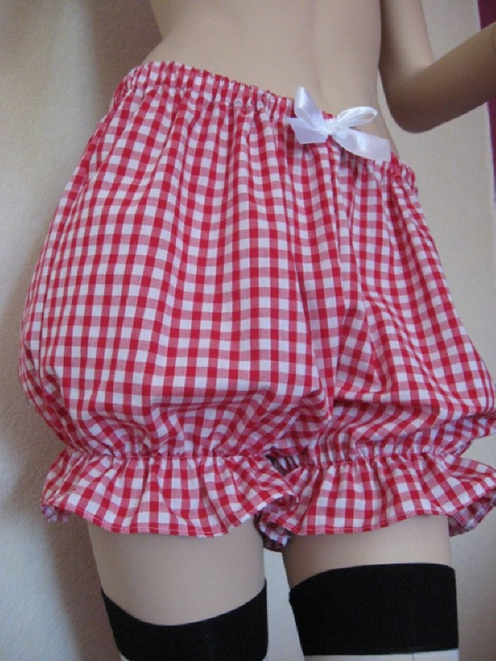 Sequoia Lolita White Red Gingham Check Frilly Sissy Bloomers - Etsy