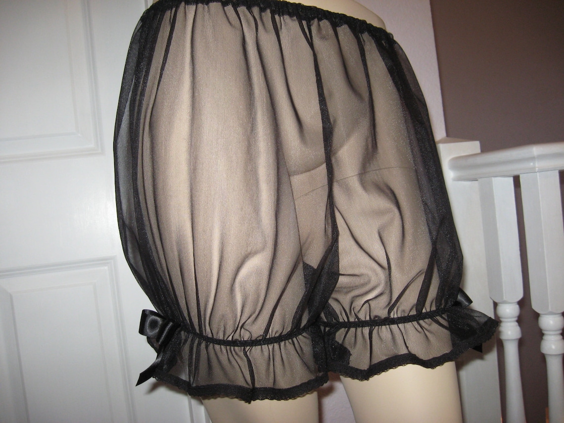 Sheer Red Nylon Pantaloons Sissy Lace Adult Knickers Bloomers Pants