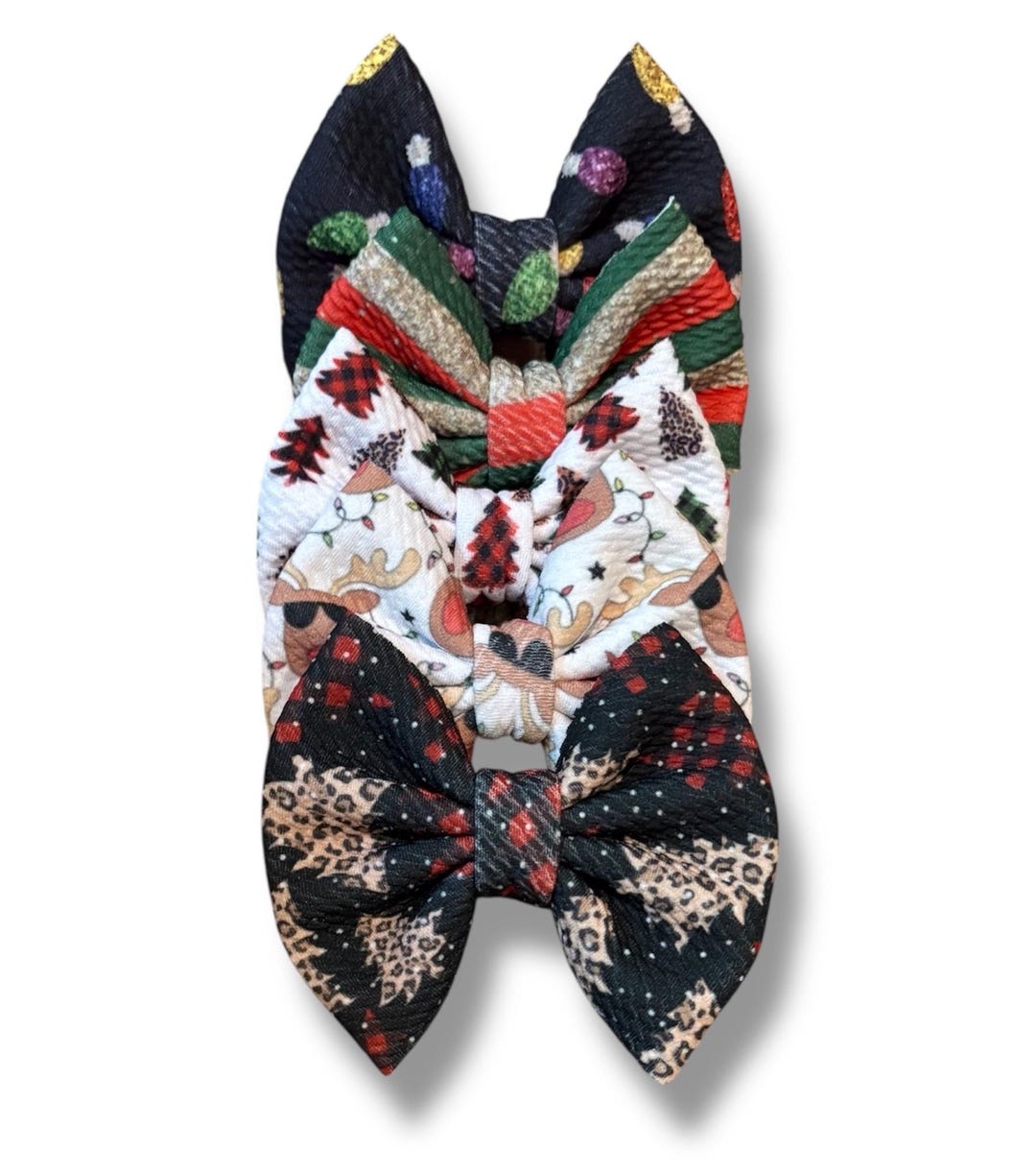 Christmas Bows, Christmas Print, Holiday Trees, Bows for Girls - Etsy
