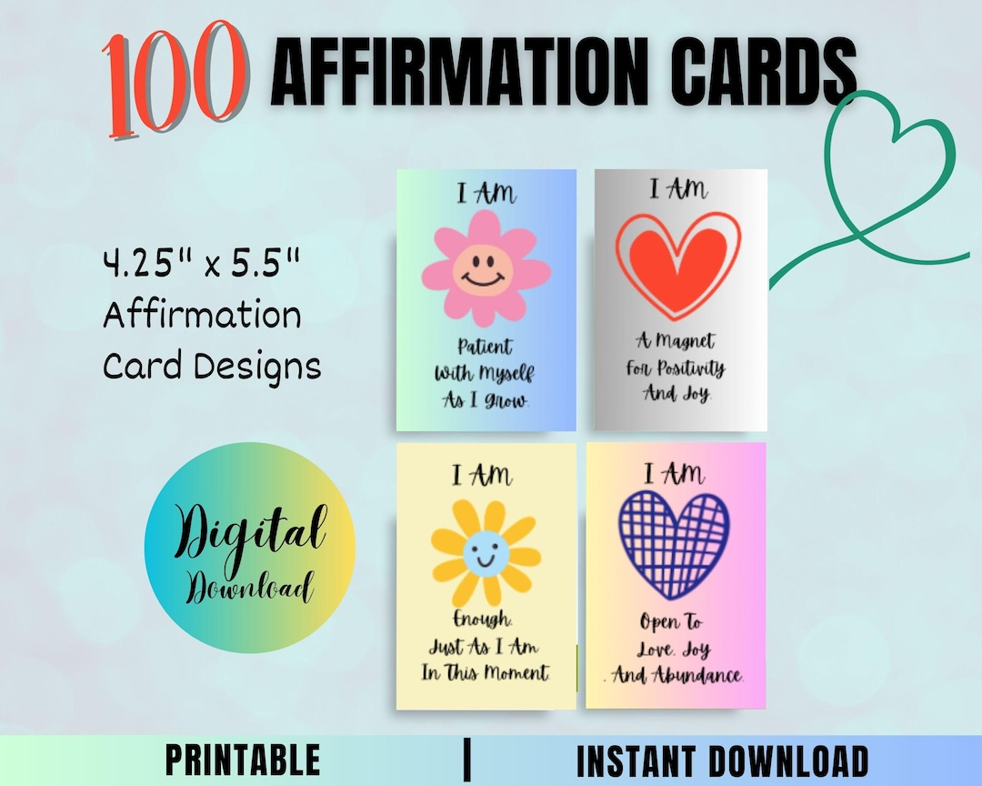 Positive Affirmation Cards, Self Care Gift, Vision Board Manifestation ...