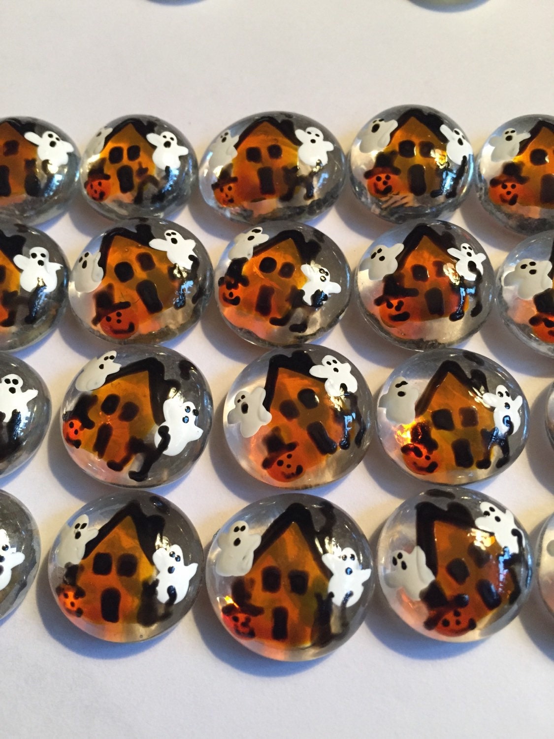 Hand Painted Glass Gems Party Favors Halloween Spooky House | Etsy