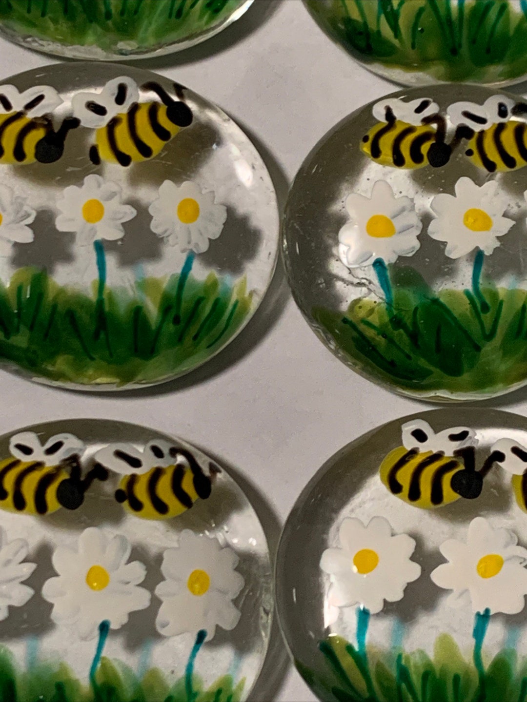 Hand Painted Large Glass Gems Party Favors Crafts Wedding Daisy Daisies ...