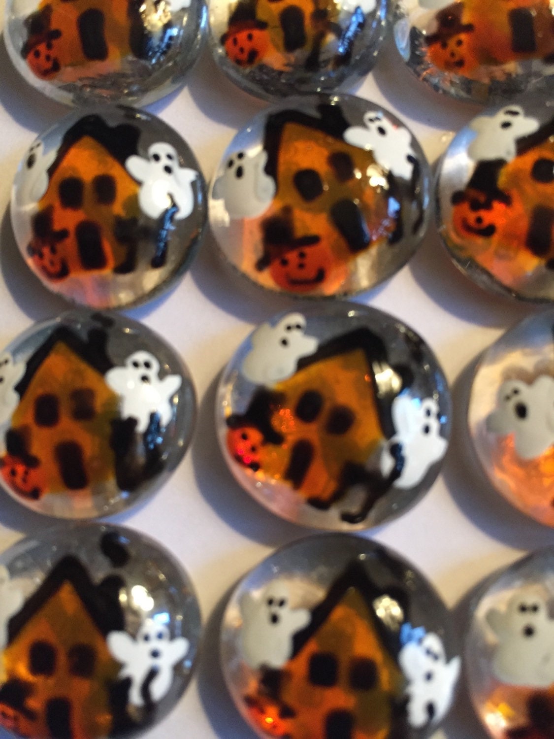 Hand Painted Glass Gems Party Favors Halloween Spooky House | Etsy