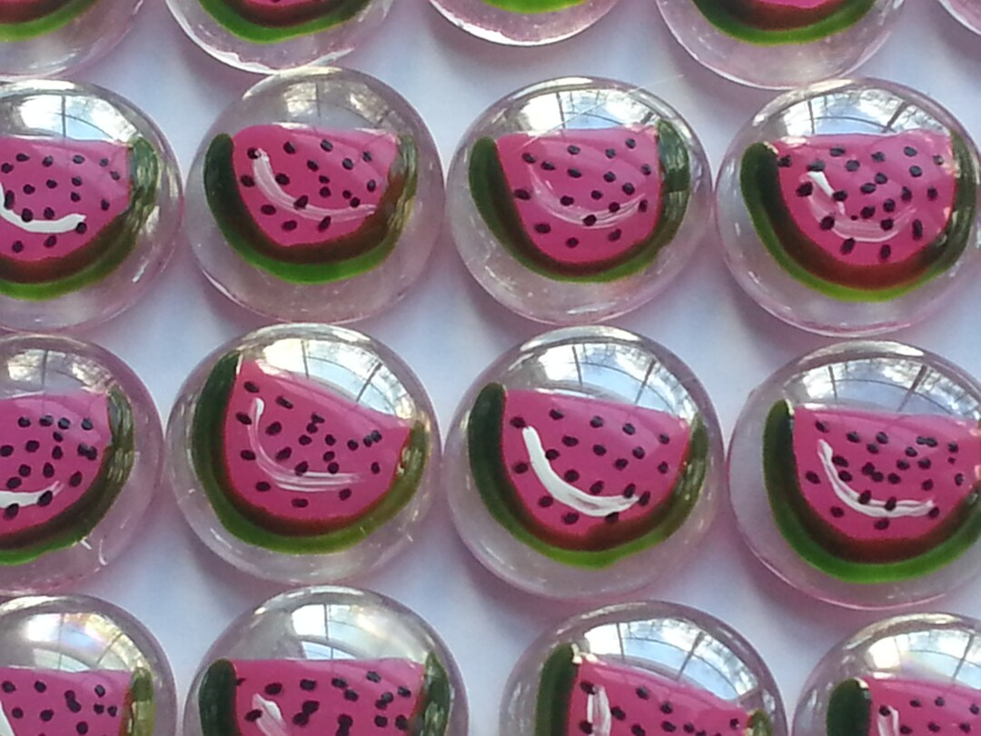 Hand Painted Glass Gems Party Favors Mini Art WATERMELONS WATERMELON ...