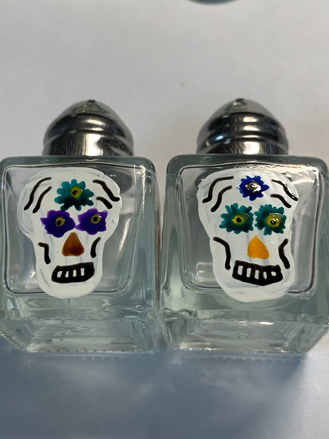 Sugar Skulls Day of the Dead Hand Painted Mini Salt and Pepper Shakers ...