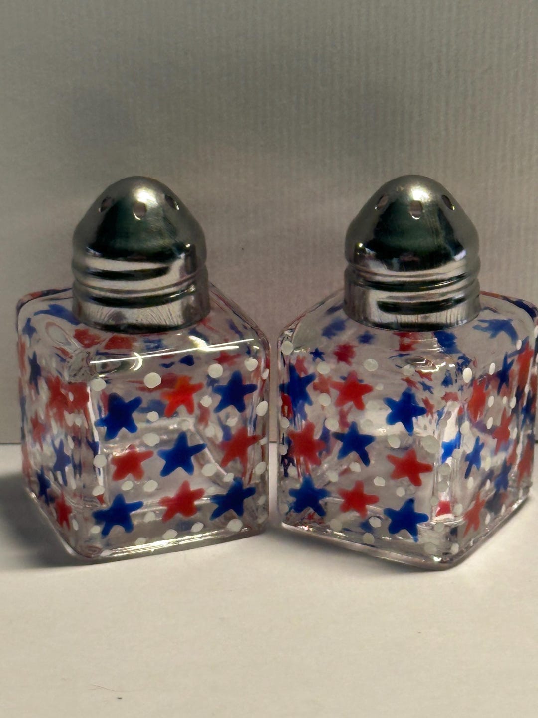 Stars Hand Painted Mini Salt and Pepper Shakers Party Favors Fourth of ...