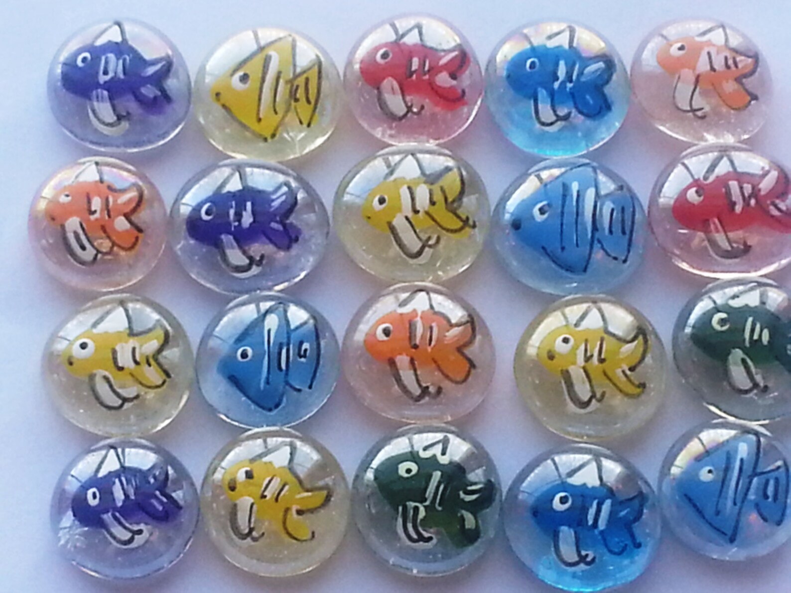 Tropical Fish Hand Painted Glass Gems Party Favors Mini Art - Etsy
