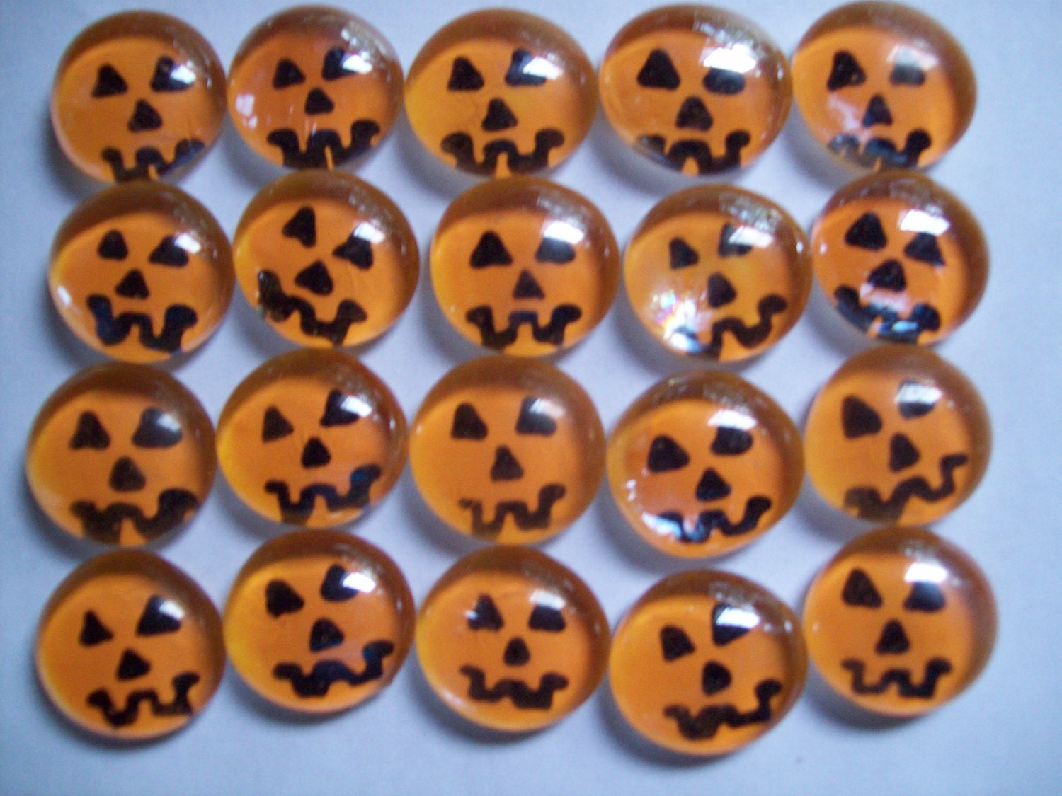 Hand Painted Glass Gems Mosaic Tile Pumpkin Faces Halloween | Etsy