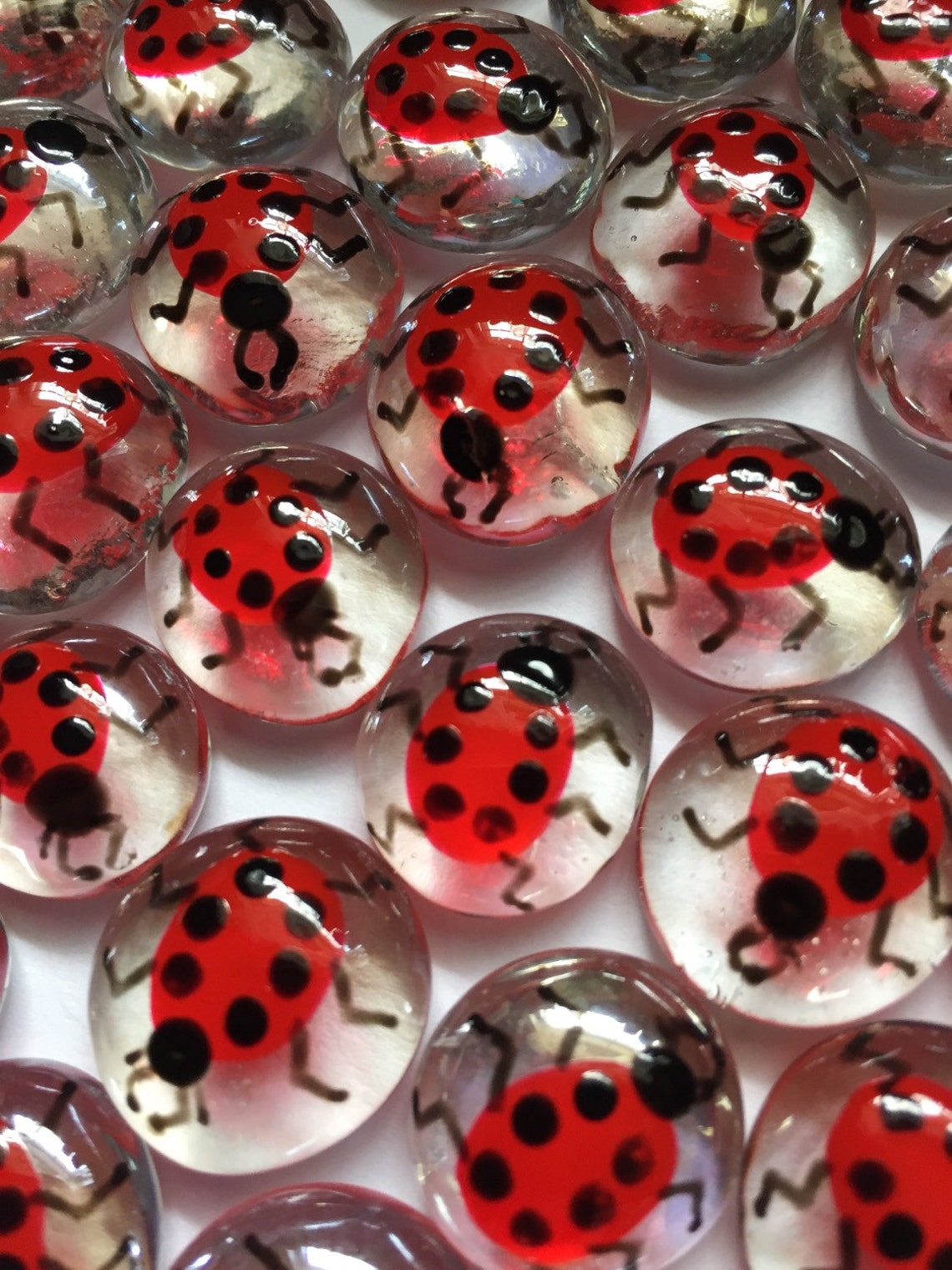 Hand Painted Glass Gems Lady Bugs Ladybugs Ladybug Beetle New - Etsy