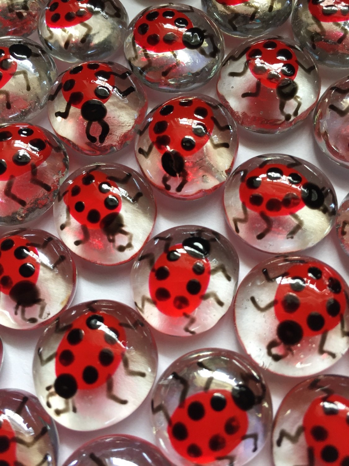 Hand Painted Glass Gems Lady Bugs Ladybugs Ladybug Beetle New - Etsy