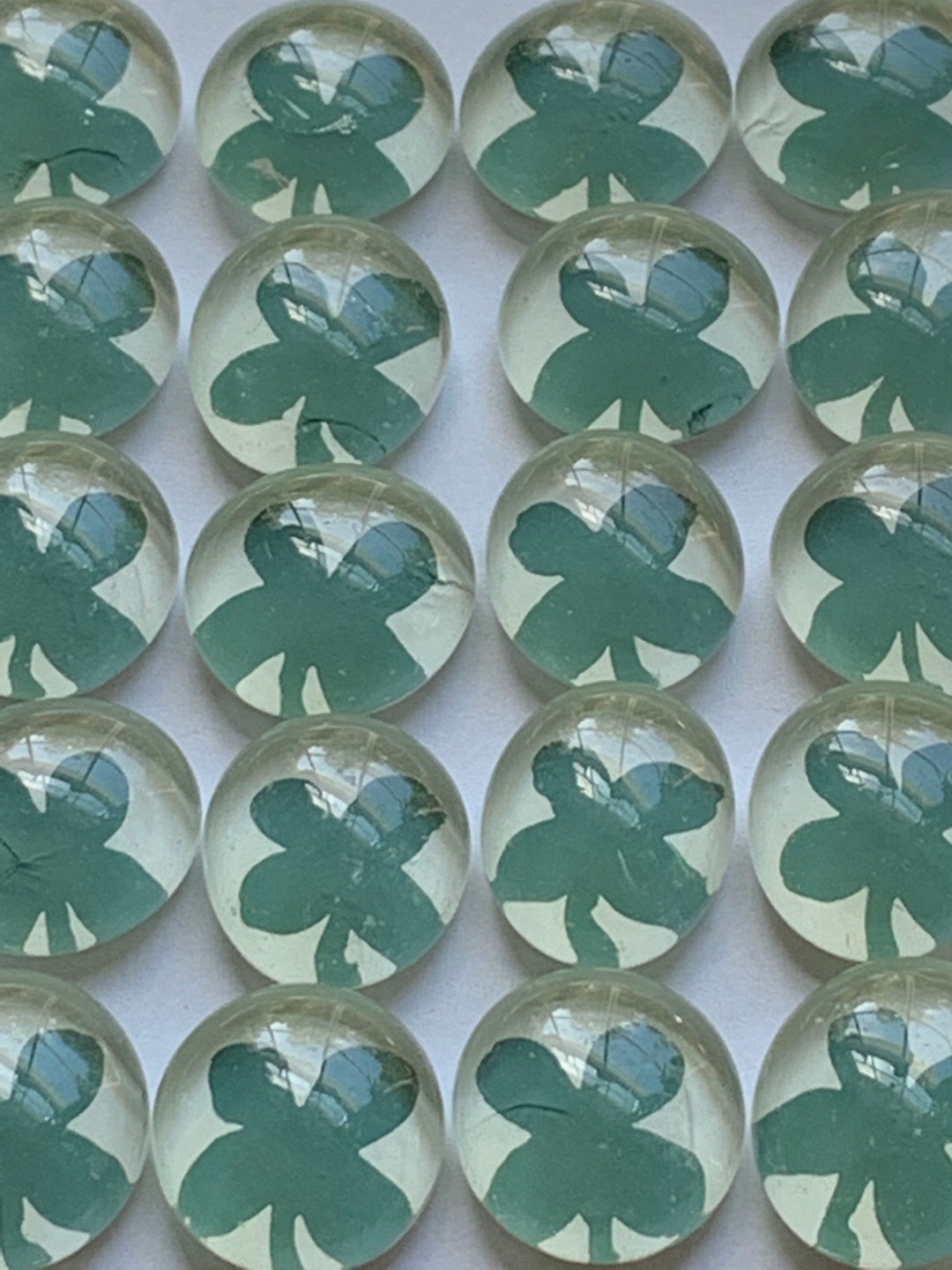 SALE Four Leaf Clovers Hand Painted Glass Gems Mosaic Tile Party Favors ...