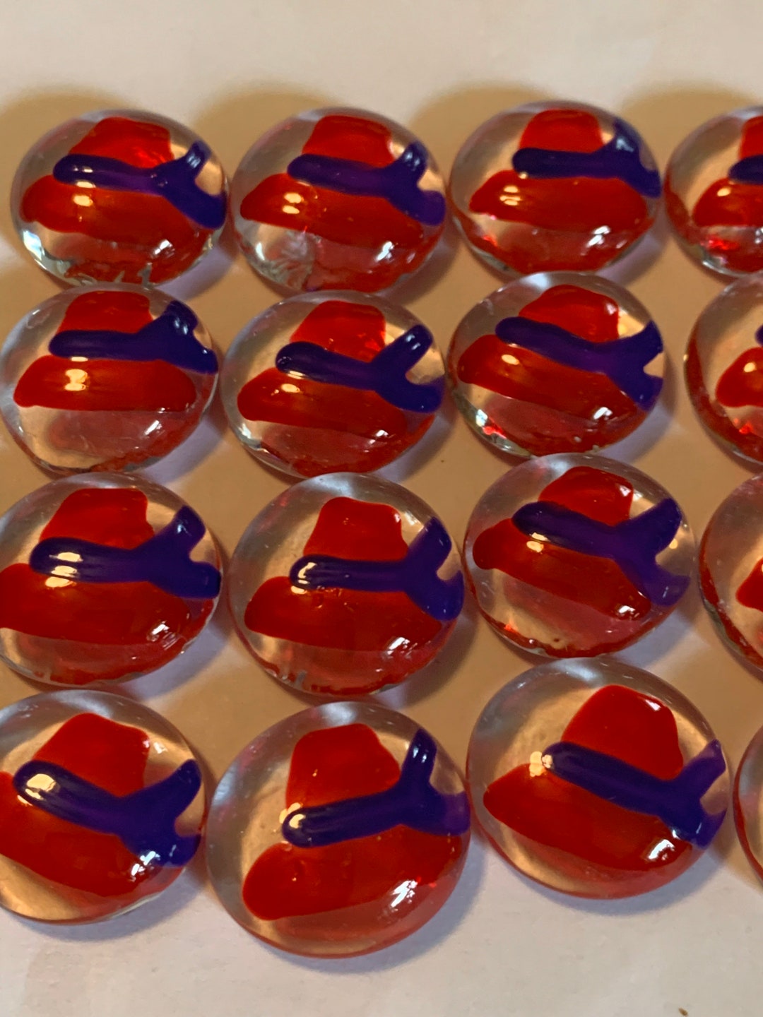 Hand Painted Red Hat Glass Gems: Party Favors, Decorations (set of 50 ...