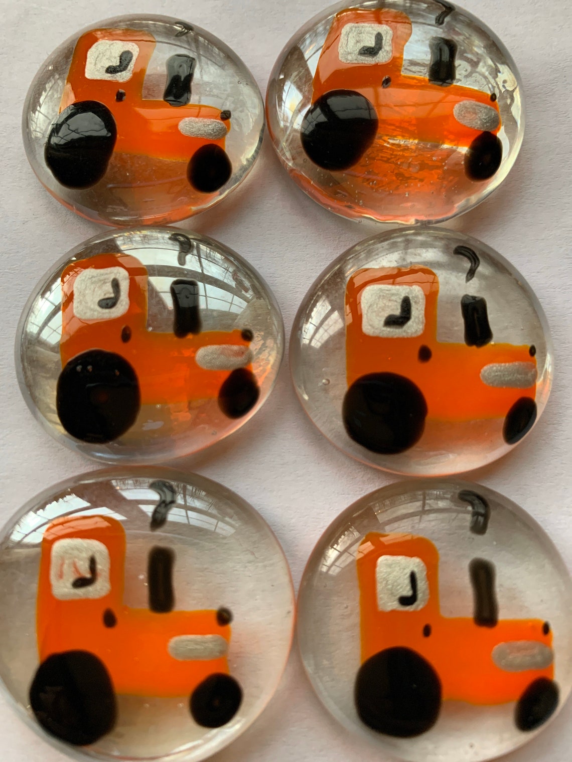 Orange Tractors Tractor Hand Painted Large Glass Gems Party - Etsy