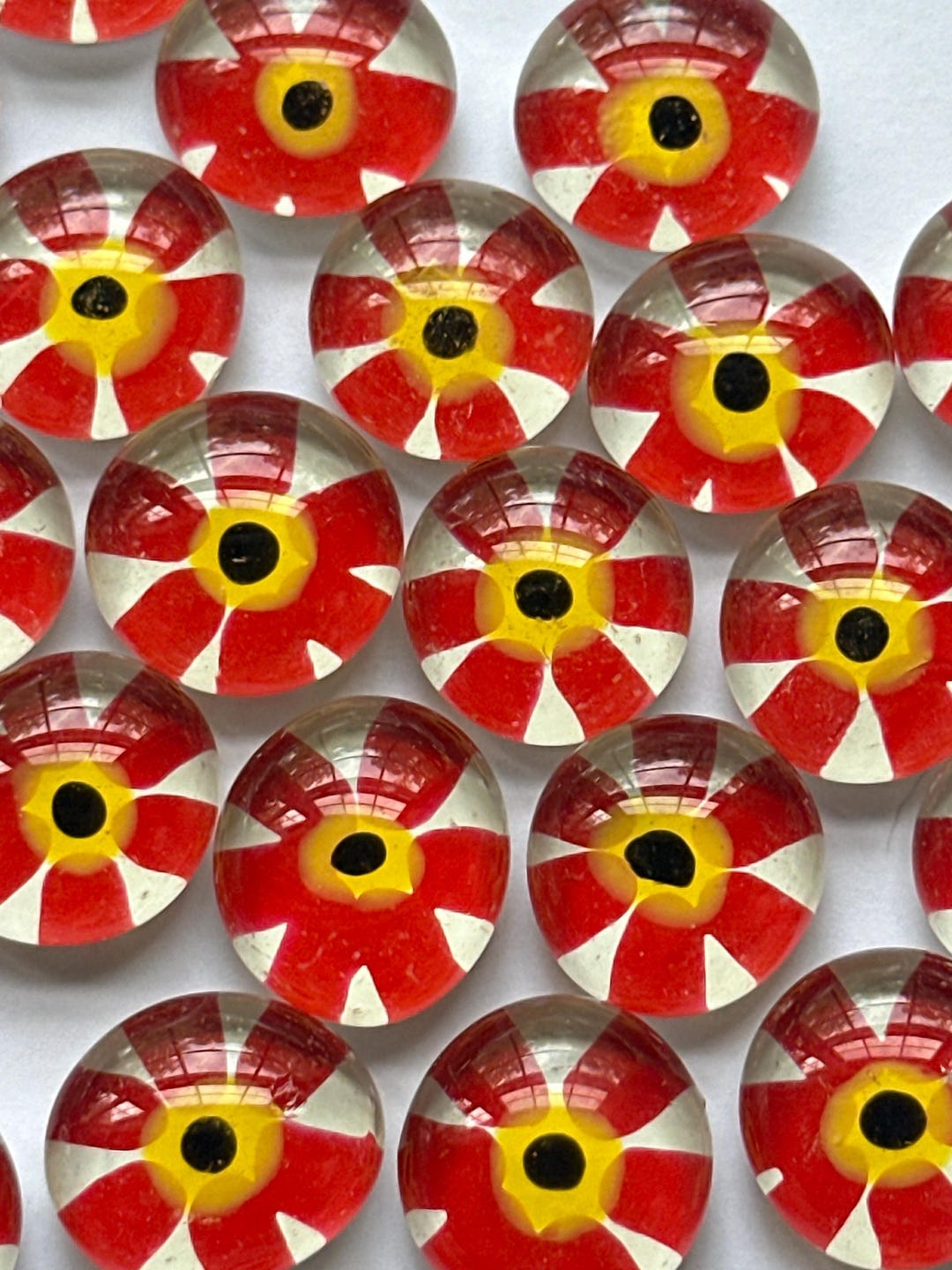 Hand Painted Glass Red Flower Gems: Mosaic Tile Supplies (set of 25) - Etsy