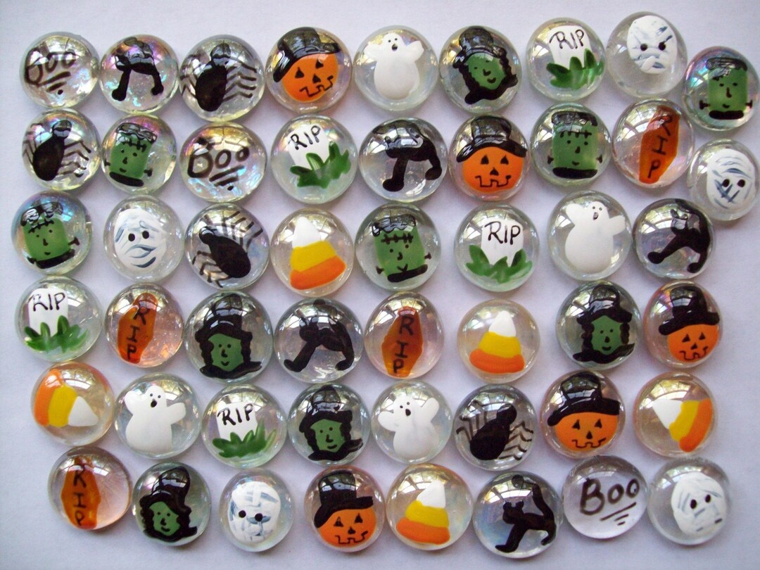 Hand Painted Glass Gems Party Favors Set of 50 HALLOWEEN MIX - Etsy