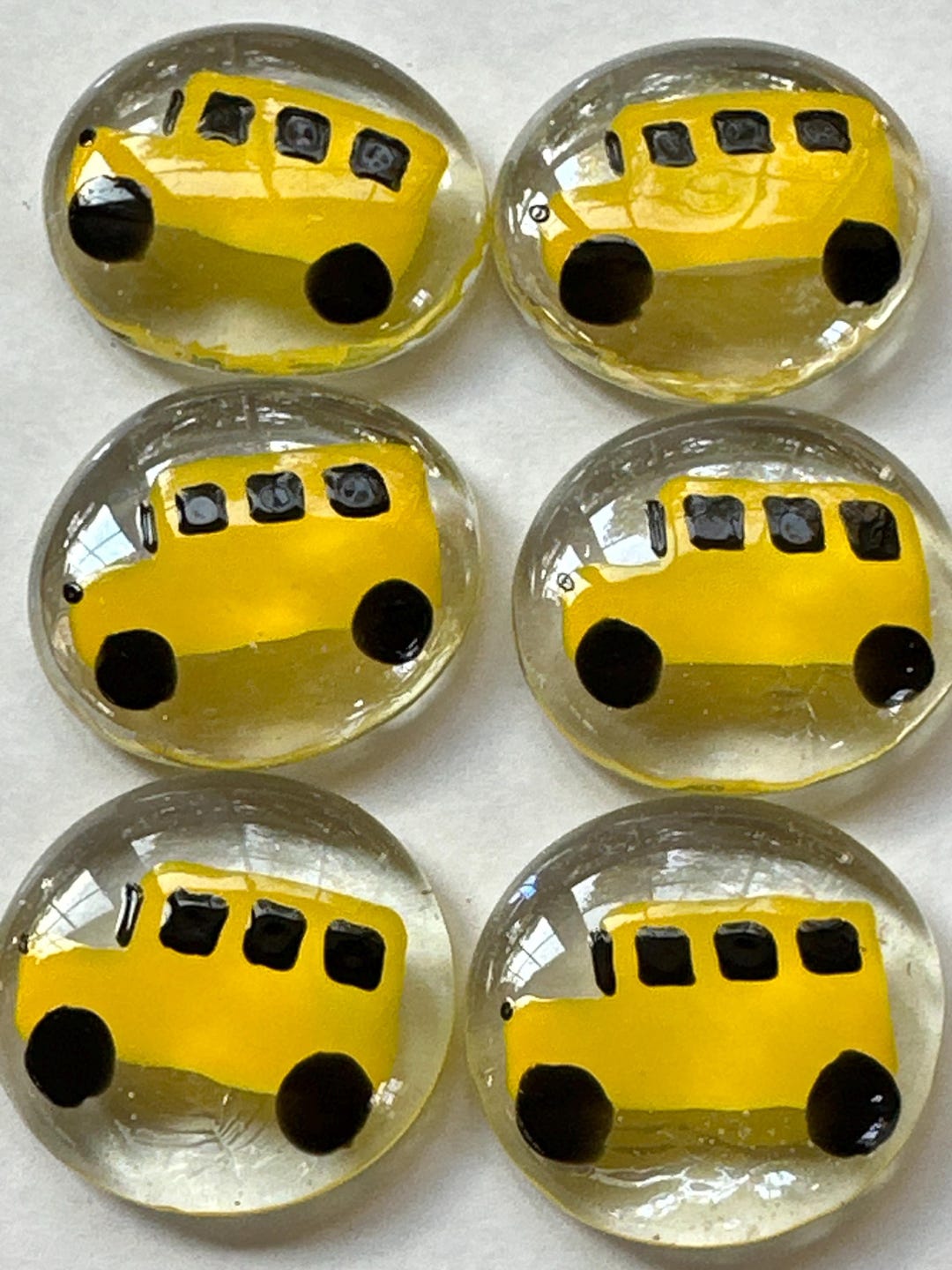 Bus Buses Hand Painted Large Glass Gems Party Favors Birthday School ...