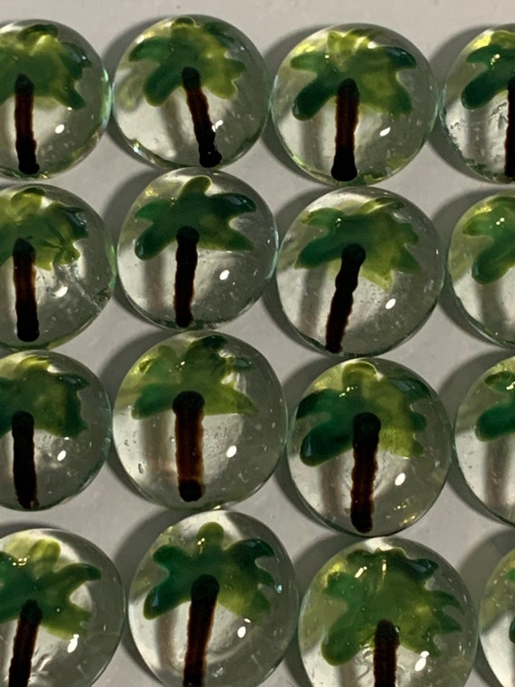 Palm Trees Hand Painted Glass Gems Palm Tree Party Favors - Etsy