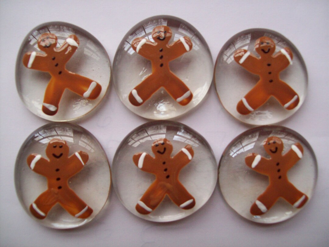 Hand Painted Large Glass Gems Party Favors Christmas Gingerbreadmen ...