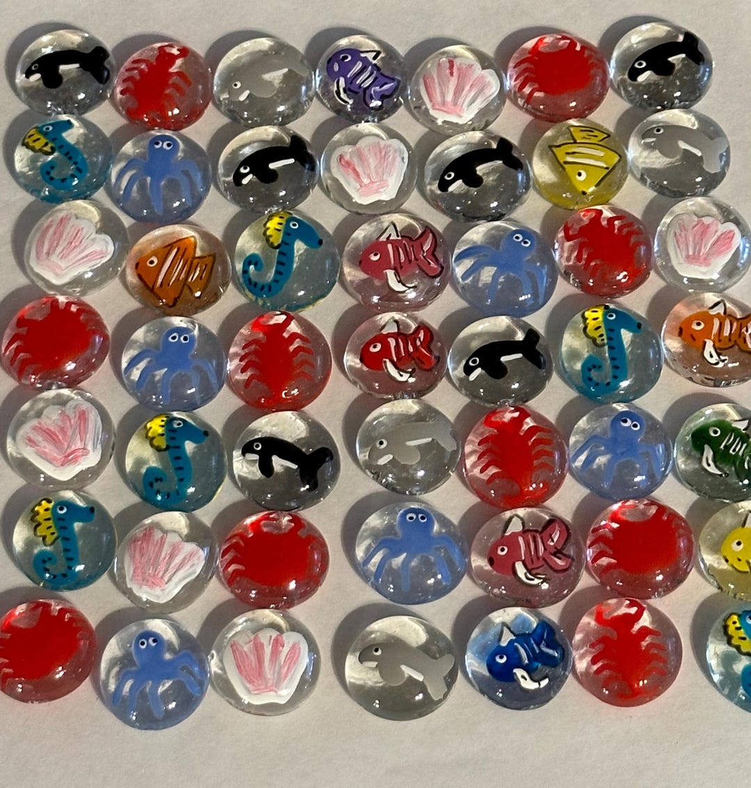 Hand Painted Sea Creature Glass Gems: Party Favors, (set of 50) - Etsy