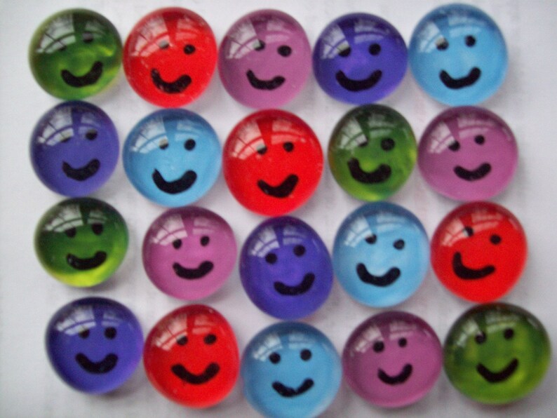 Handpainted Glass Gems Mosaic Tile Colorful Happy Faces Smiley | Etsy