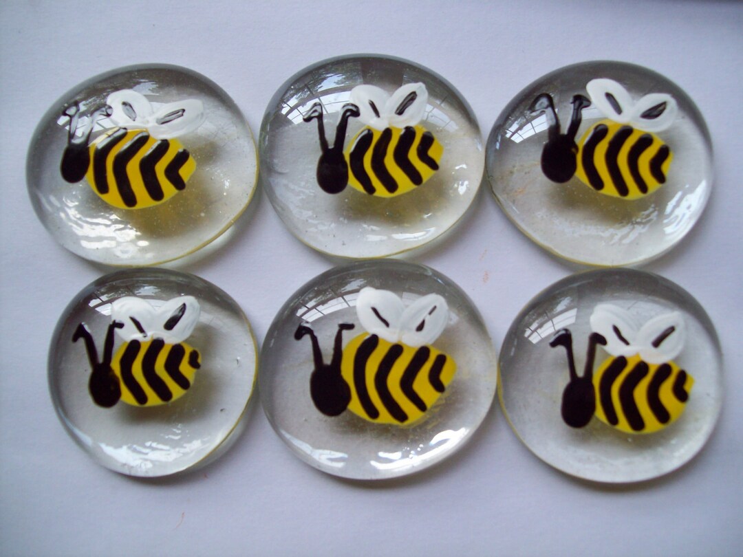 Bees Hand Painted Large Glass Gems Party Favors Art Bees Bumble Bee - Etsy