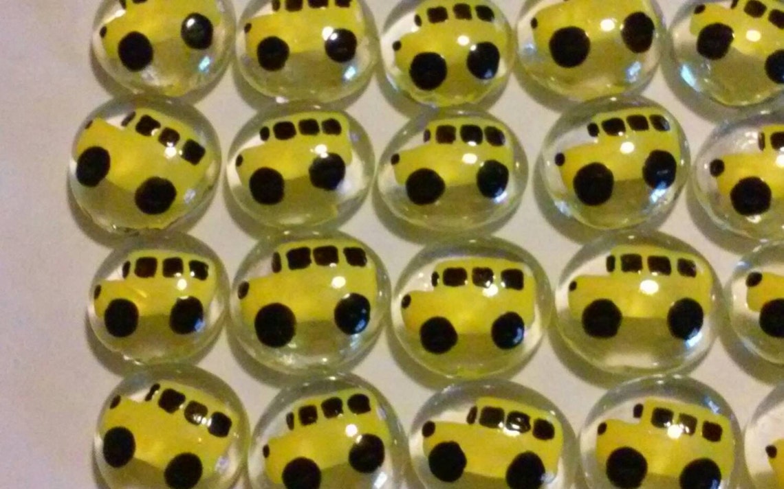 School Bus Buses Glass Gems Hand Painted Party Decorations | Etsy