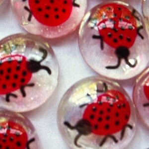 Hand Painted Glass Gems Lady Bugs Ladybugs Ladybug Beetle Set of 50 - Etsy
