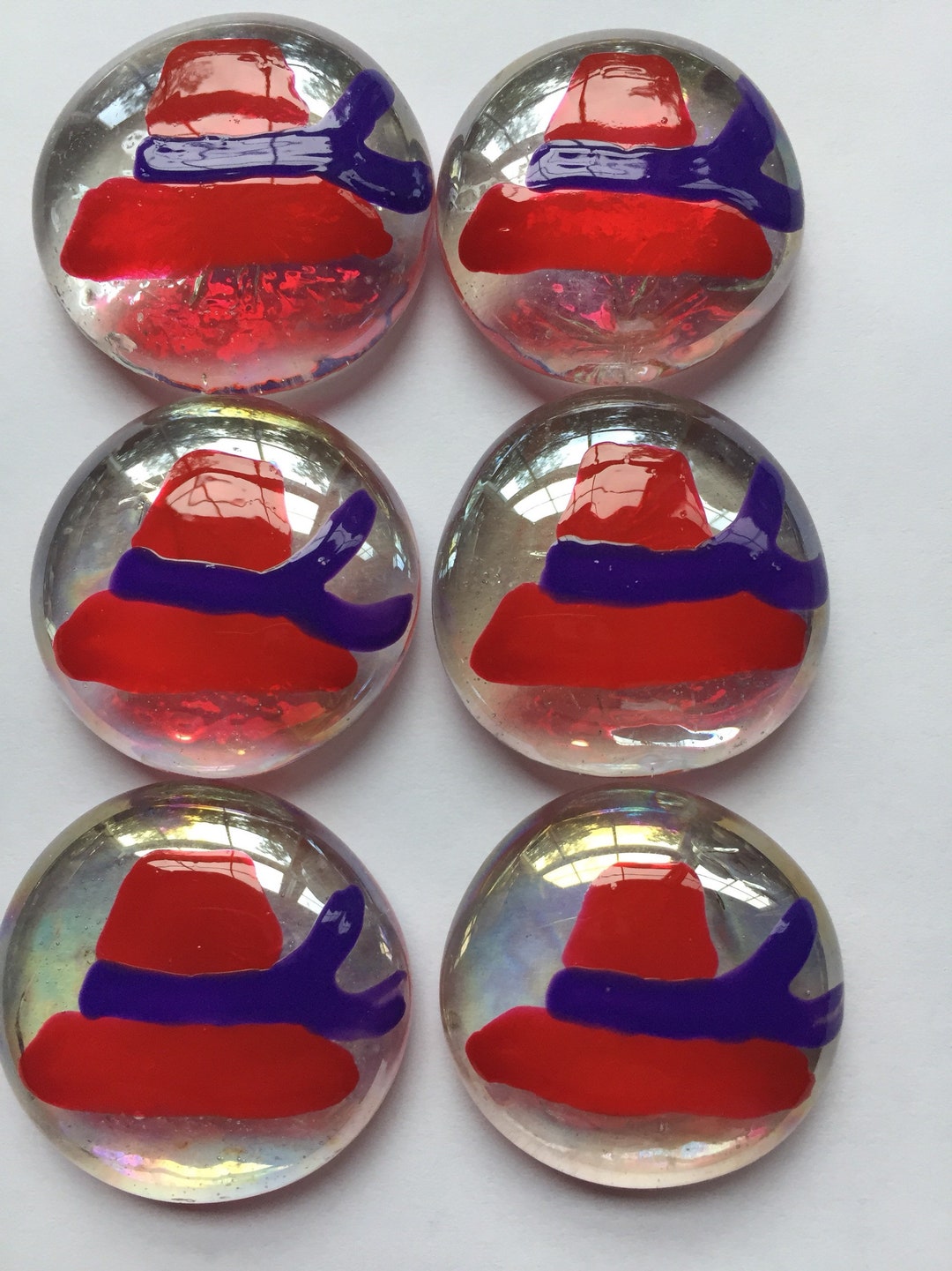 Red Hats Red Hat Hand Painted Glass Gems Large Mini Art Decoration ...