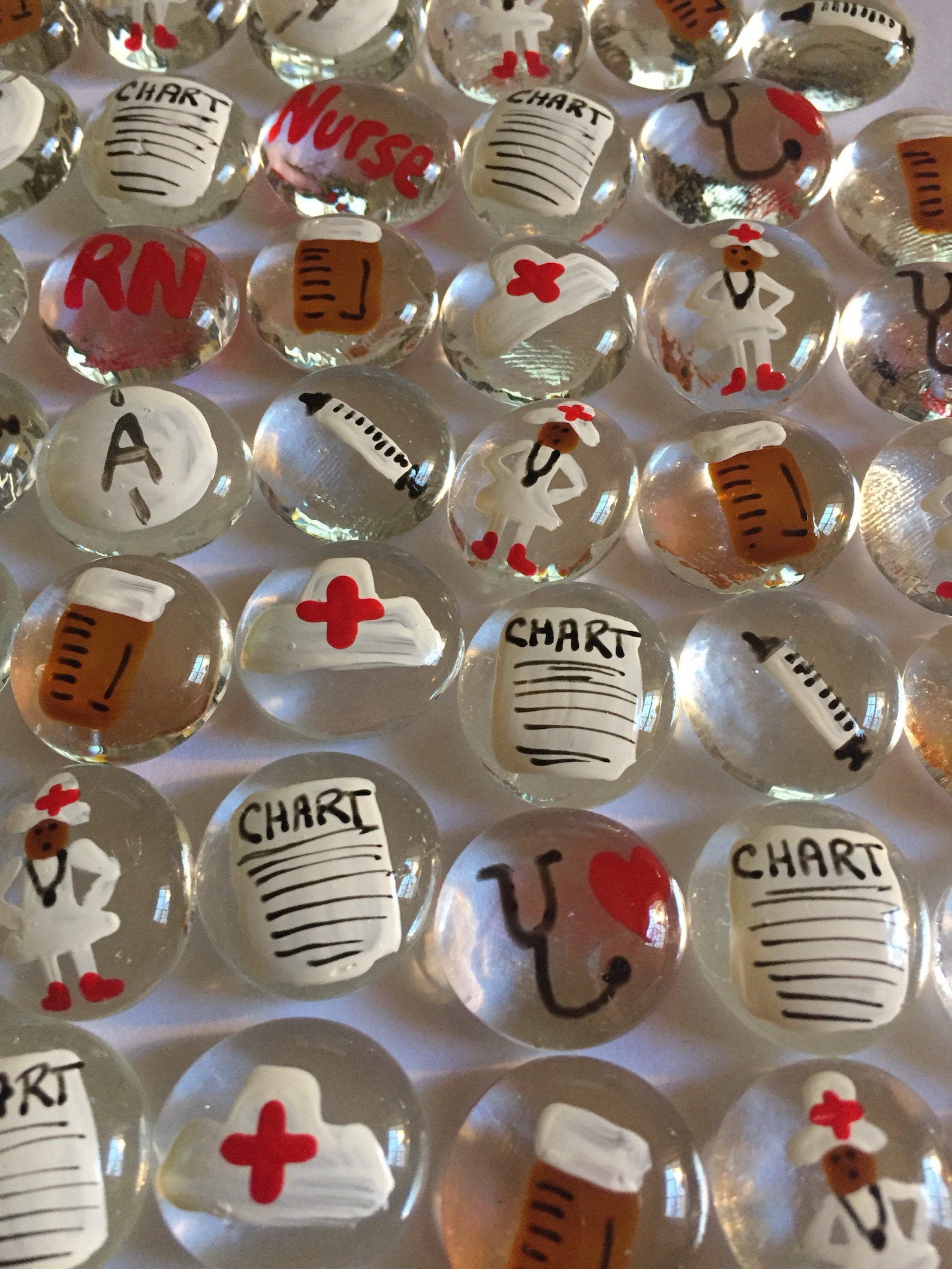Nurse Nurses Hand Painted Glass Gems Party Favors Mini Art Set of 50 - Etsy