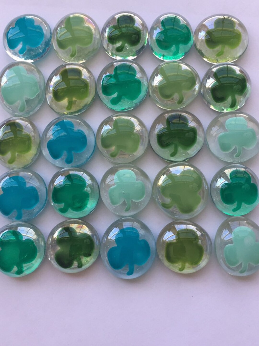 Shamrocks Hand Painted Glass Gems Party Favors Decorations Assorted ...