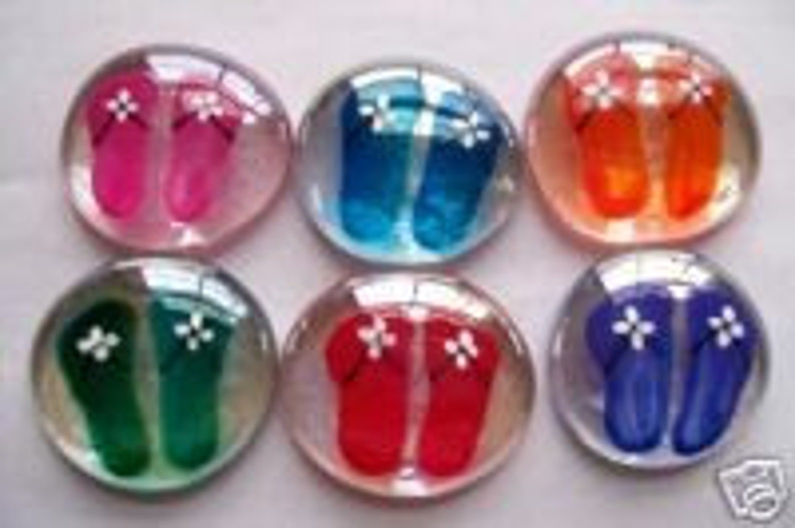 Hand Painted Large Glass Gems Flip Flops Summertime Mini Art - Etsy