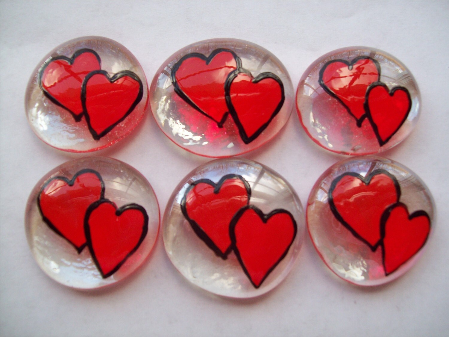 Hearts Hand Painted Large Glass Gems Party Favors Weddings - Etsy UK