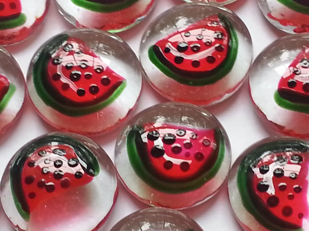 Hand Painted Glass Gems Party Favors Mini Art Red WATERMELONS ...