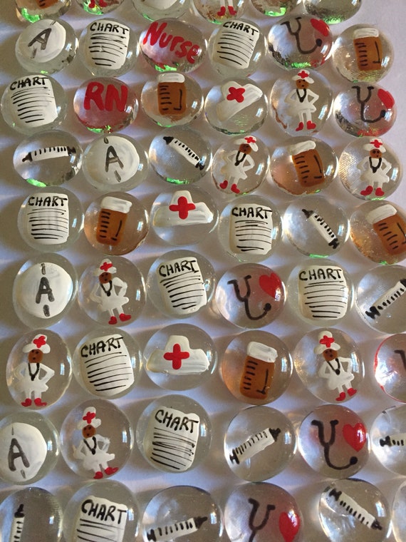 Nurse Nurses Hand Painted Glass Gems Party Favors Mini Art Set - Etsy