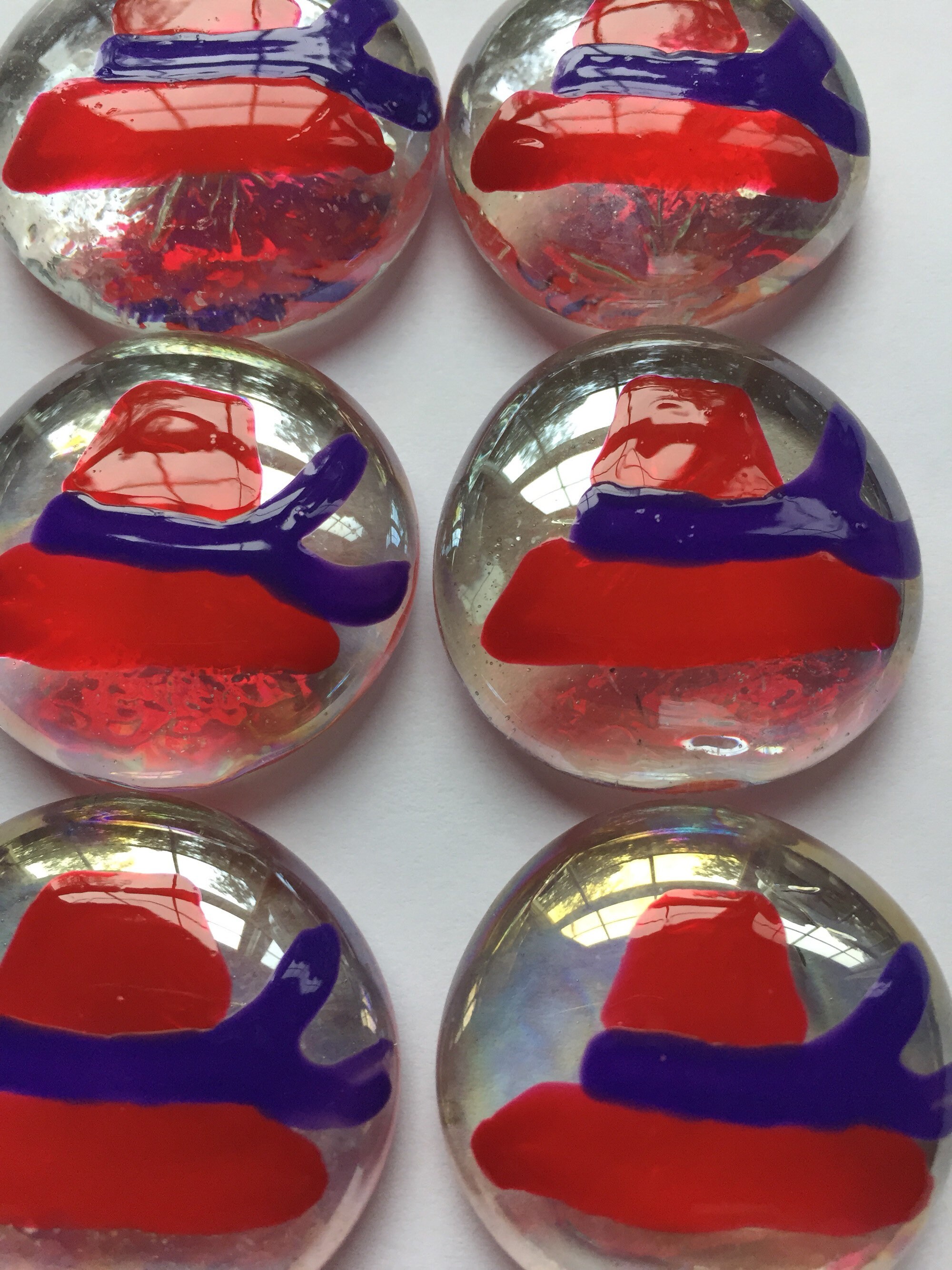 Red Hats Red Hat Hand Painted Glass Gems Large Mini Art Decoration ...