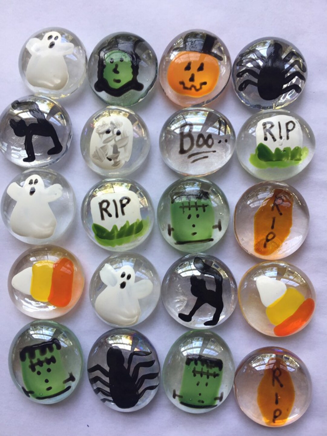 Halloween Mix Hand Painted Glass Gems Party Favors - Etsy