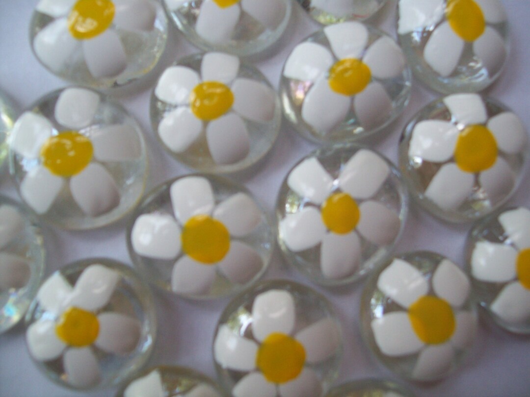 Hand Painted Glass Gems Daisy Daisies Flowers for Crafts Decorations - Etsy