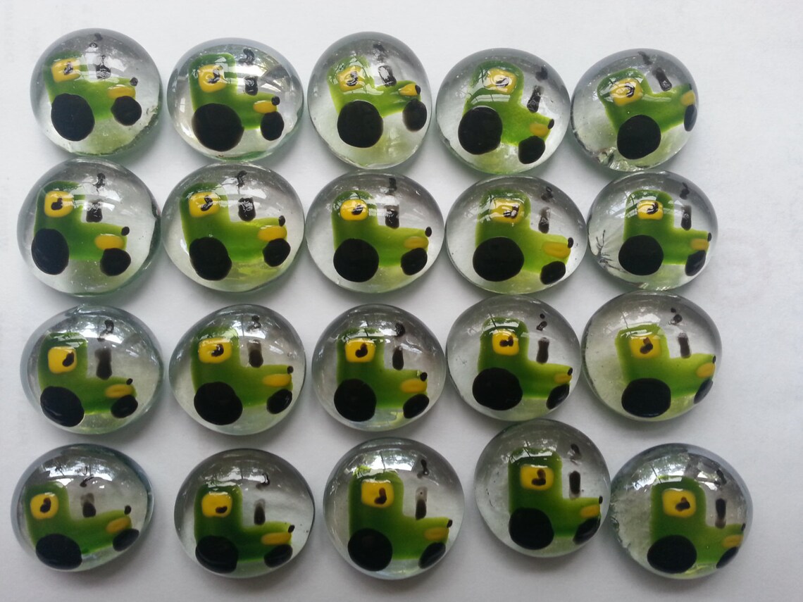 Hand Painted Glass Gems Party Favors Art Farm Tractor Tractors - Etsy
