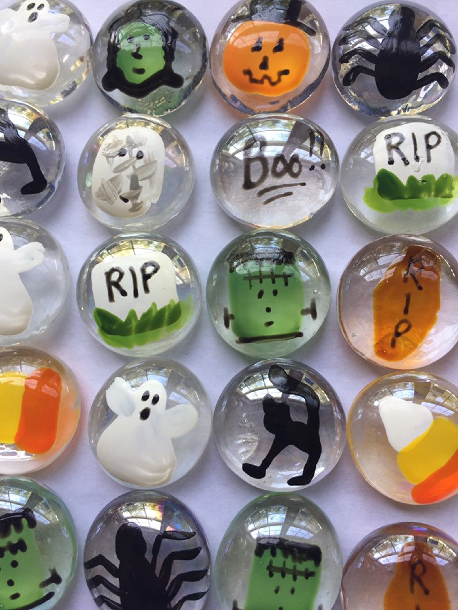 Halloween Mix Hand Painted Glass Gems Party Favors - Etsy