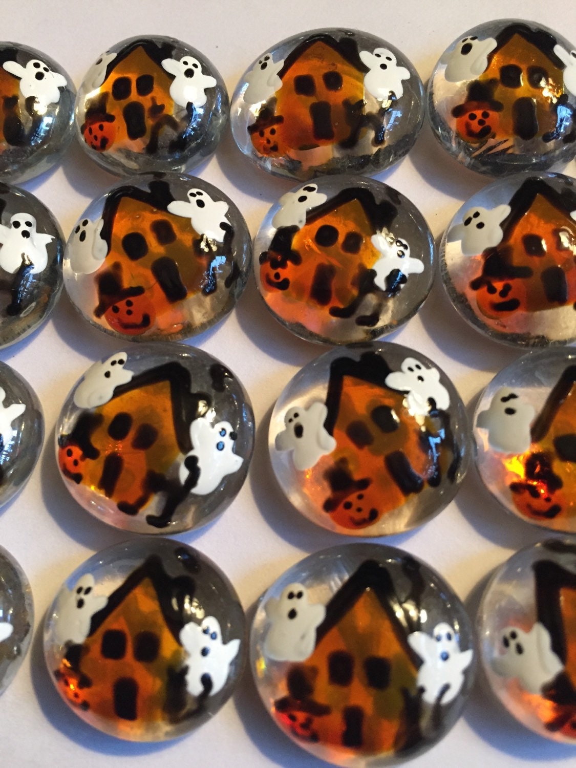 Hand Painted Glass Gems Party Favors Halloween Spooky House | Etsy