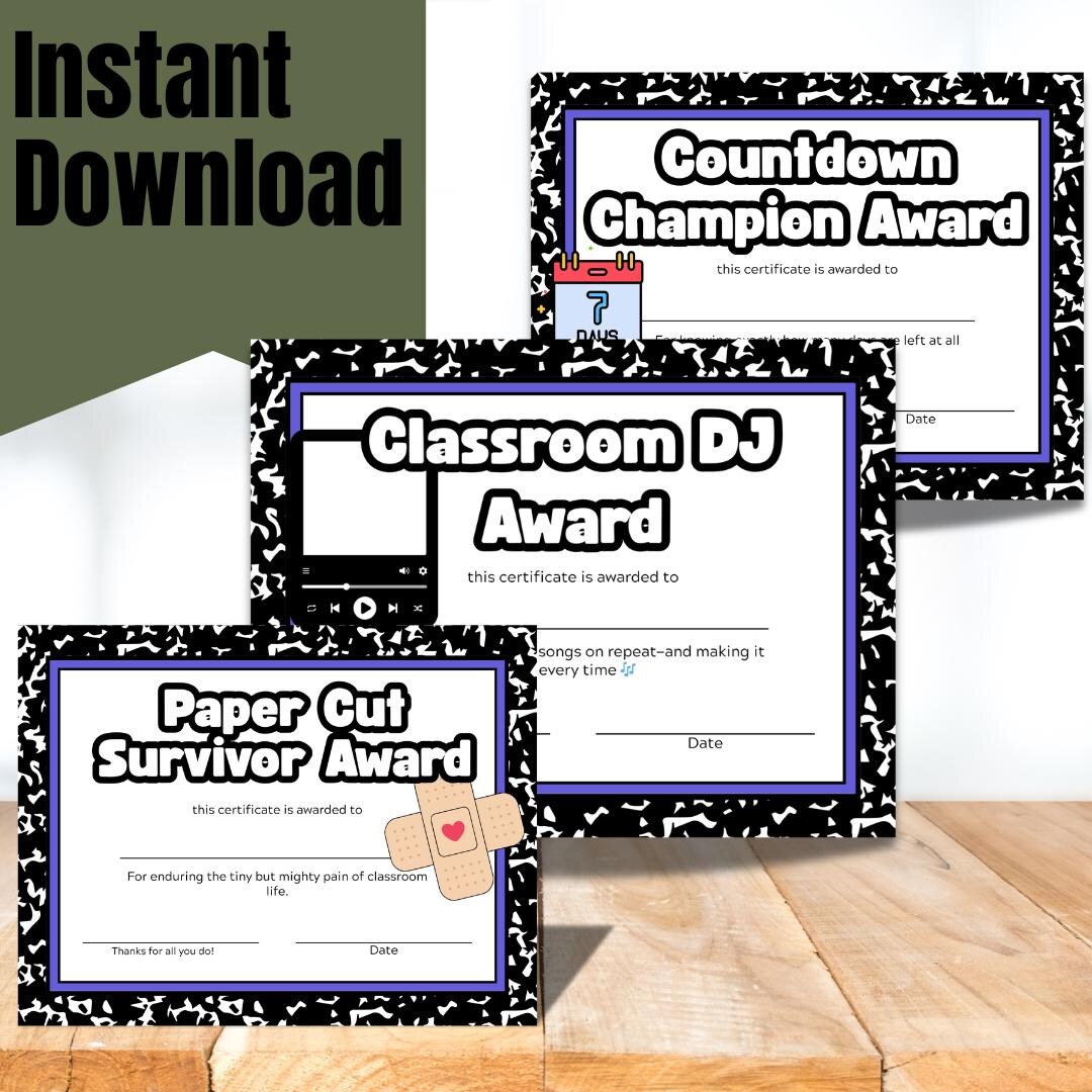 Funny Teacher Awards, Printable Certificates, Editable Canva, End of ...