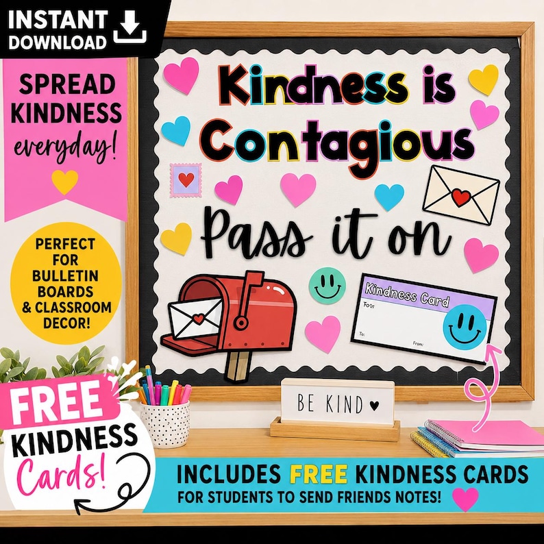 Kindness Bulletin Board Kit | Classroom Kindness Decor & Free Kindness ...