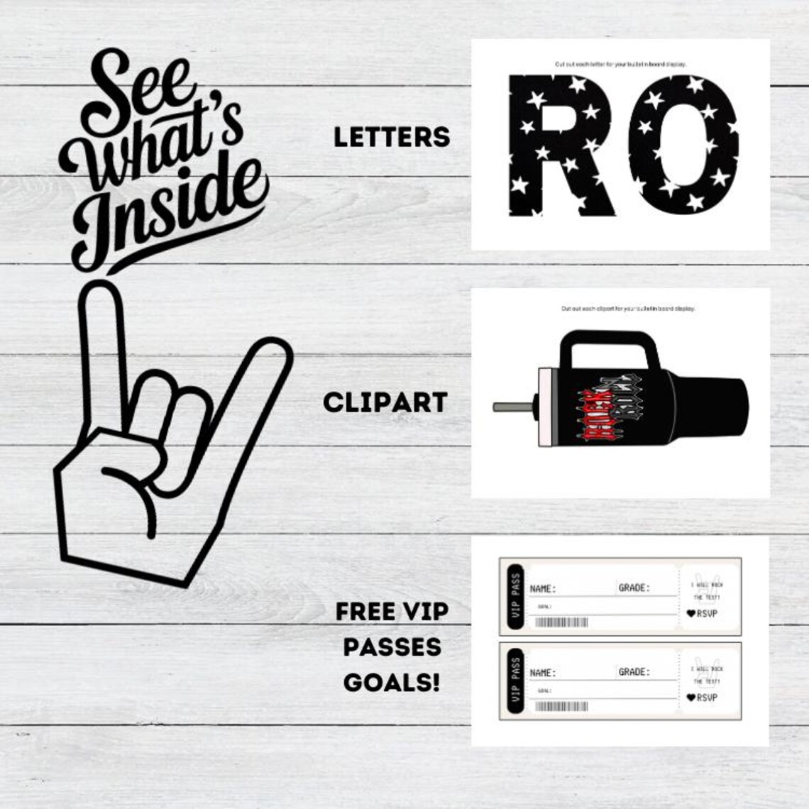 Rock the Test - Rock & Roll Themed Bulletin Board Letters and VIP Goal ...