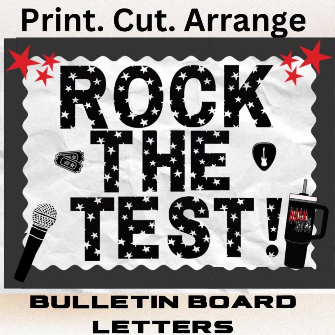 Rock the Test - Rock & Roll Themed Bulletin Board Letters and VIP Goal ...