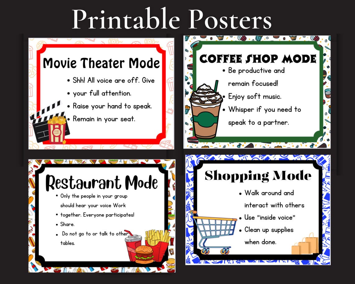 Engaging Classroom Working Modes Posters, Classroom Managent Posters ...