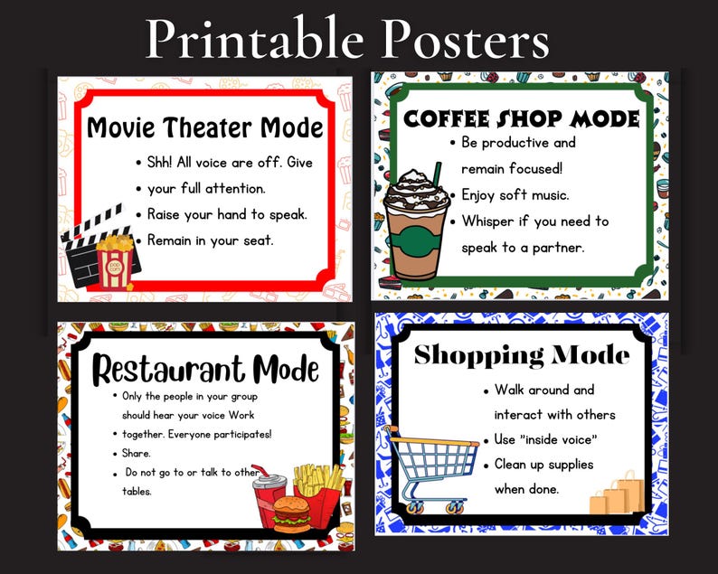 Engaging Classroom Working Modes Posters, Classroom Managent Posters ...