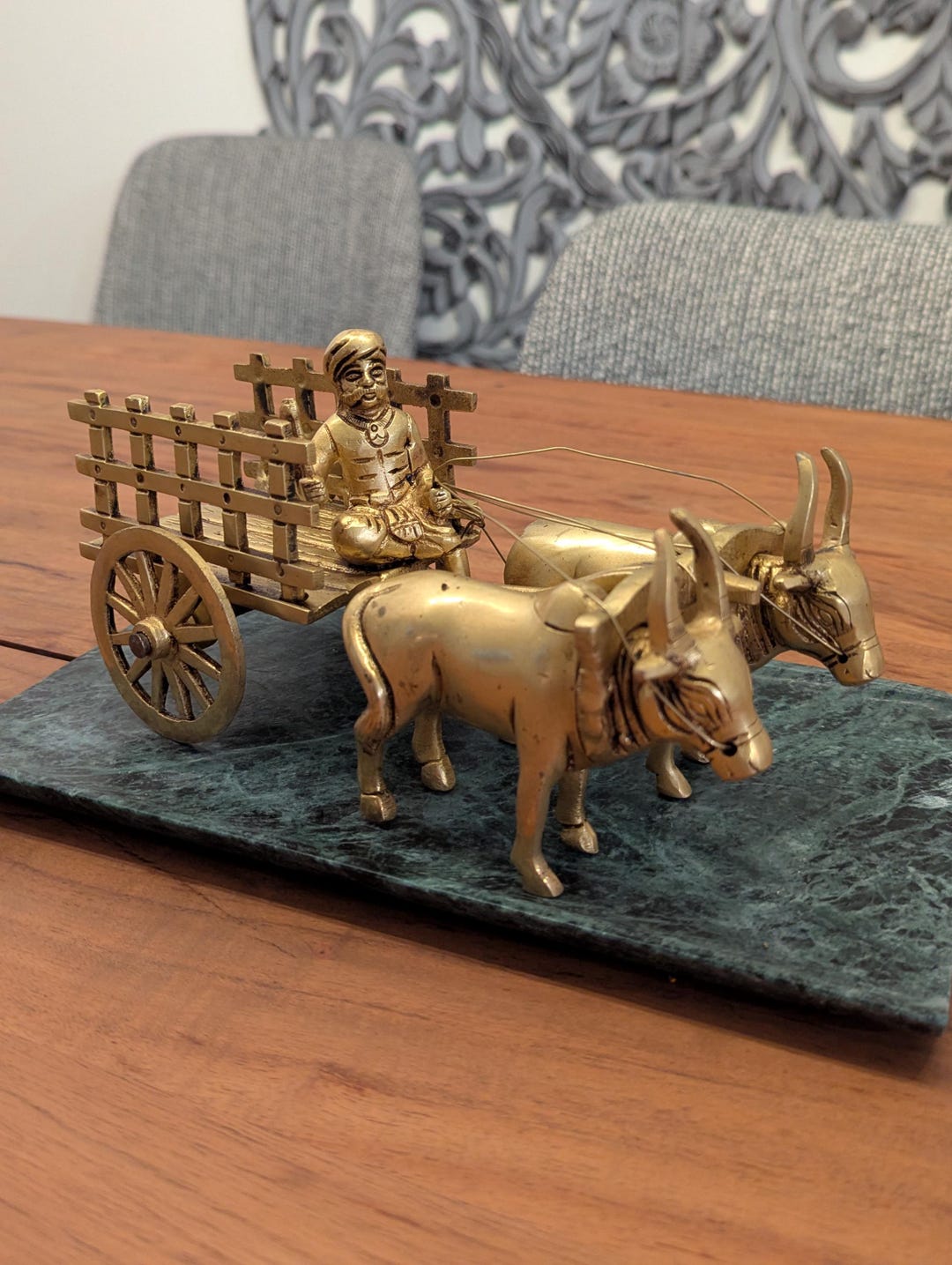4" Handcrafted Brass Bullock Cart – Indian Traditional Miniature Décor ...