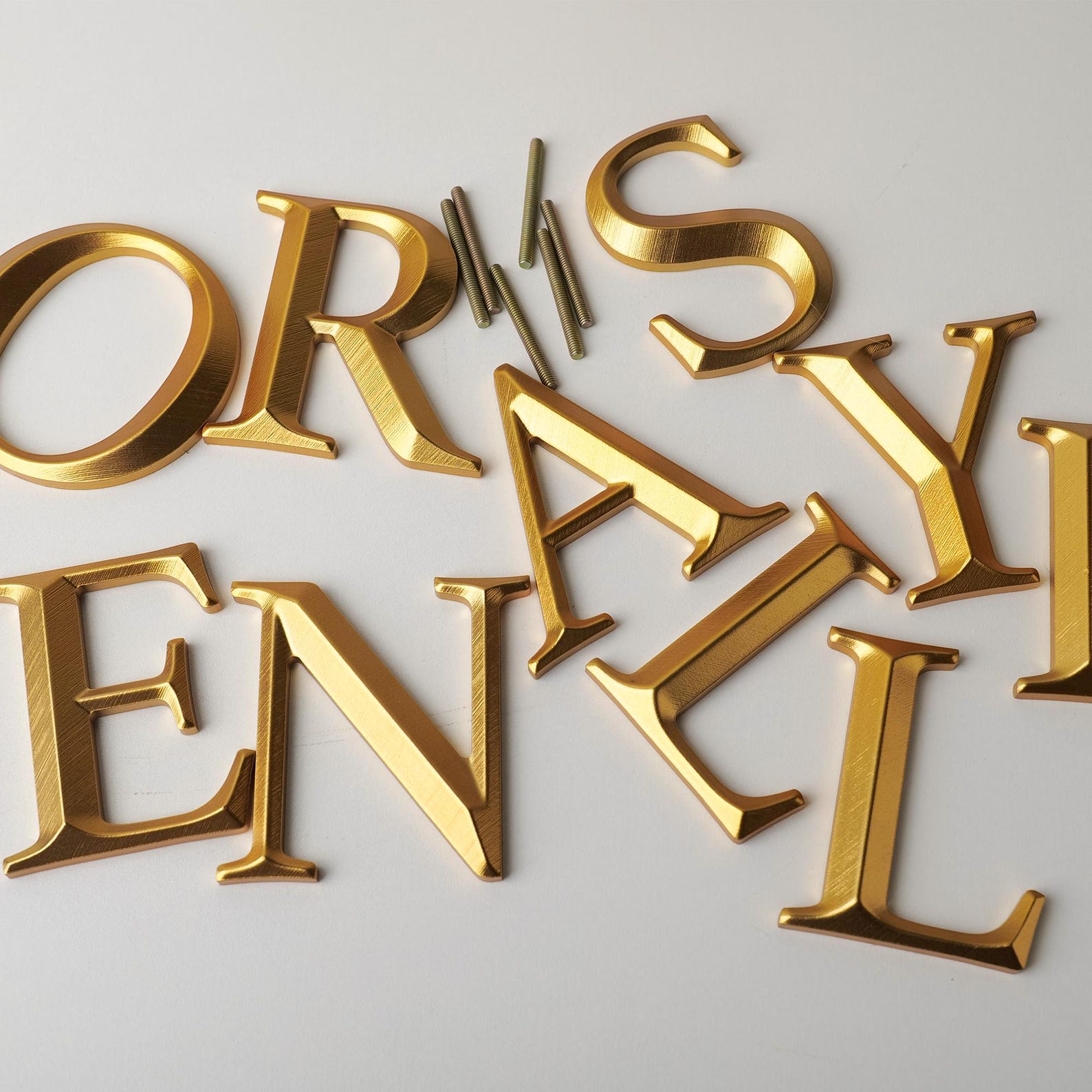 Custom Solid Brass Letters Numbers Logo - 3D Floating Engraved Brass ...